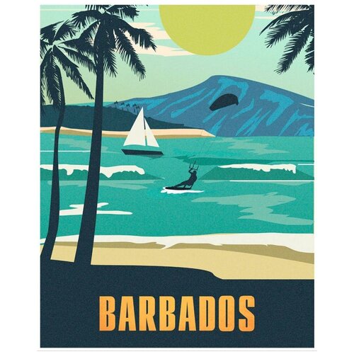 Постер / Плакат / Картина Лодки - Парусная лодка на острове Барбадос 50х70 см в раме