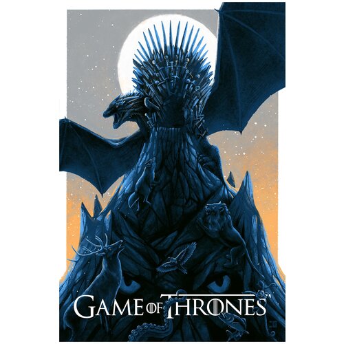 Постер / Плакат / Картина Игра престолов. Ледяной дракон 60х90 см в подарочном тубусе