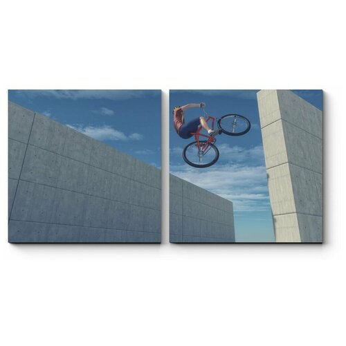 Модульная картина Велосипедный прыжок70x35