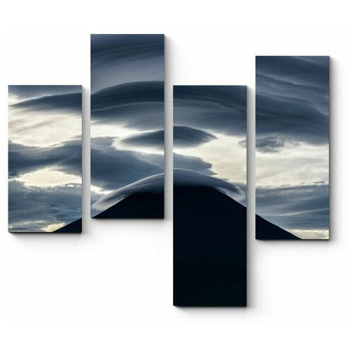 Модульная картина Линейные облака над горой 84x79