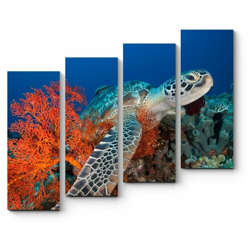 Модульная картина Морская черепаха в кораллах170x147