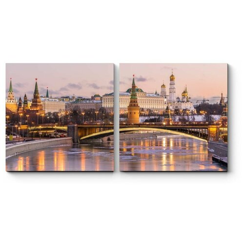 Модульная картина Зимнее утро в Москве50x25