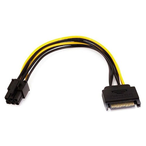 Переходник питания для видеокарт Orient С512 PCI-Express 6-контактный на SATA штекер, кабель - 20см