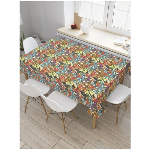 Скатерть прямоугольная JoyArty на кухонный стол "Натуральные бабочки" из оксфорда, 180x145 см