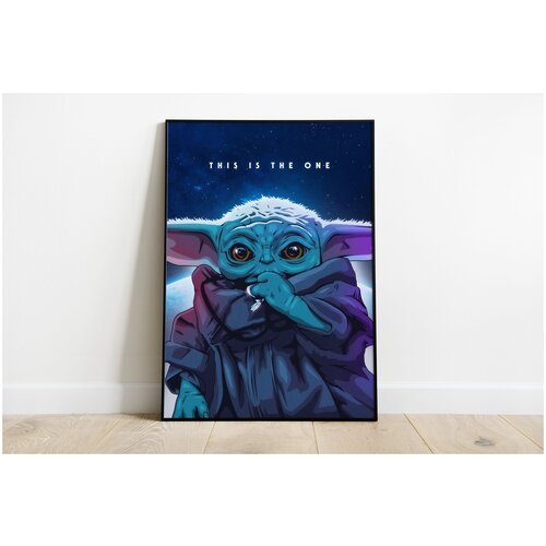 Плакат "Малыш Йода" / Формат А4 (21х30 см) / Постер для интерьера с черной рамкой
