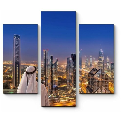 Модульная картина Созерцание ночного Дубая 70x63