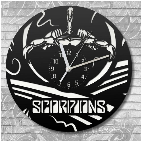 Настенные часы деревянные бесшумные музыка скорпионс scorpions - 538