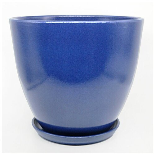 Горшок для цветов керамический Закоренелый Цветочник синий, диаметр 26см высота 24см, объем 8,9л