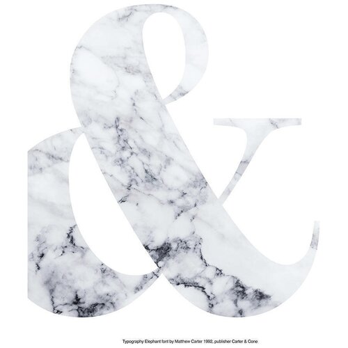 Интерьерный постер на стену в подарок "Ampersand (marble)" размера 50х70 см 500*700 мм в черной раме для декора комнаты, офиса или дома