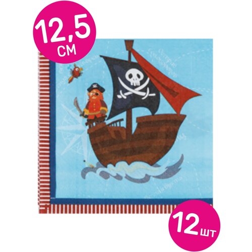 Салфетки бумажные Riota Пираты, Пиратский остров, 25 см, 12 шт.