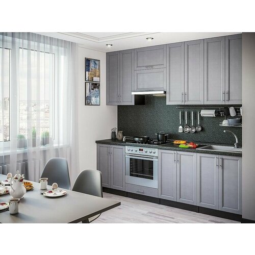Готовый кухонный гарнитур кухня Сканди-03 2340*2600*600 Grey Softwood