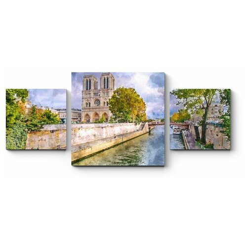 Модульная картина Акварельный Париж160x69
