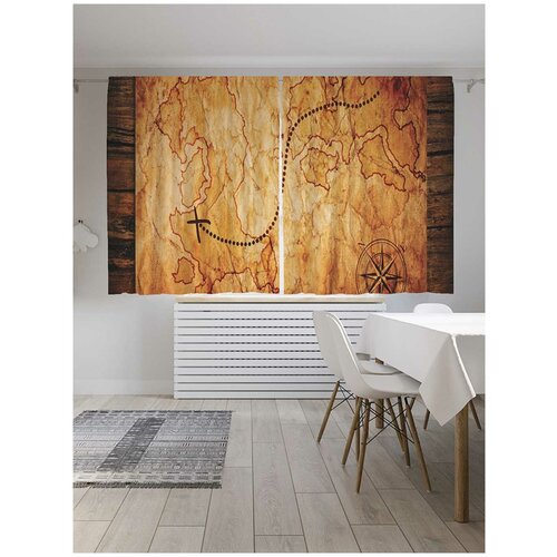 Классические шторы JoyArty "Метка на карте", серия Oxford DeLux, 2 полотна 145x180 см