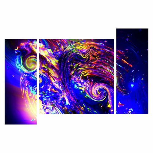 Модульная картина "Цветные вихри" (Размер:54х80см (40х18,38х38,40х18))