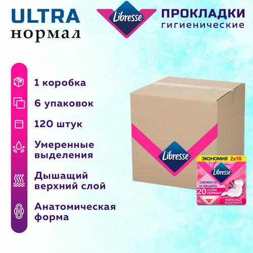 Прокладки женские LIBRESSE Ultra Нормал 120 шт. 6 упак.