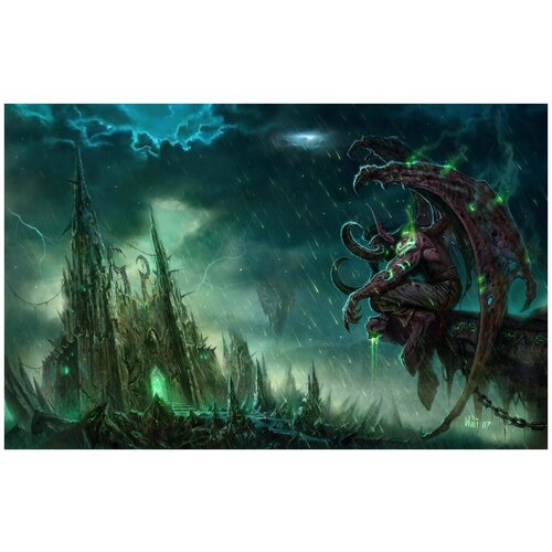 Плакат, постер на бумаге World of Warcraft-Illidan/Ворлд оф Варкрафт-Иллидан. Размер 21 на 30 см