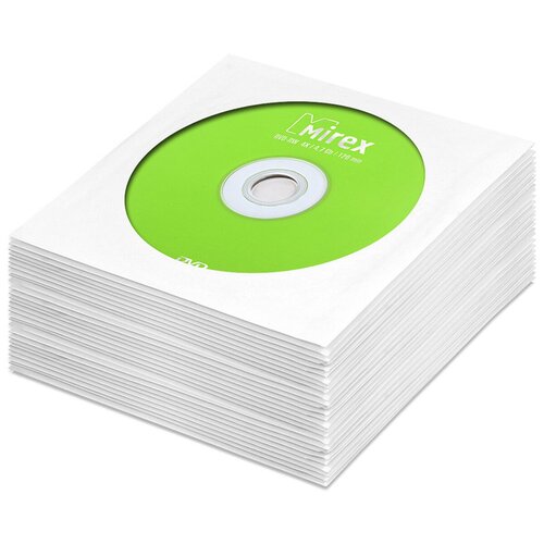 Перезаписываемый диск DVD-RW 4,7Gb 4x Mirex в бумажном конверте с окном, 25 шт.