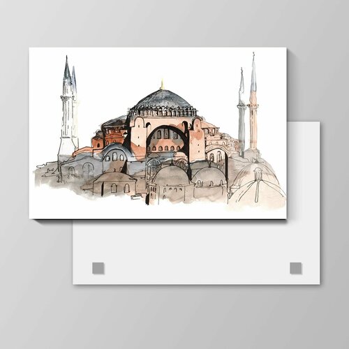 Картина на стекле - "Голубая мечеть Акварель" размер 70-105 см