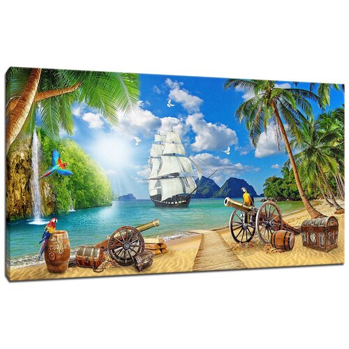 Картина Уютная стена "Пиратский остров с пушками" 120х60 см
