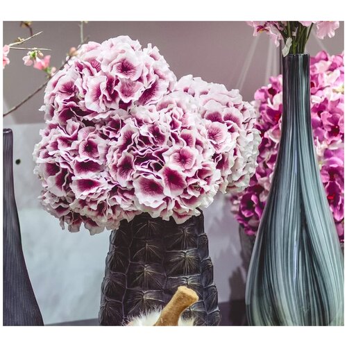 Искусственные цветы декоративные Гортензия 51 см фиолетово-белая Karlsbach