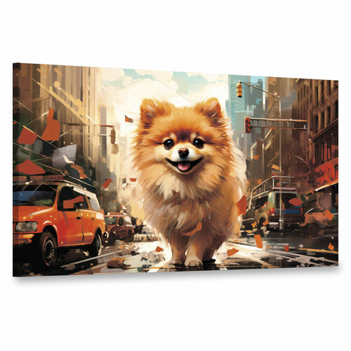 Интерьерная картина 100х60 "Шпиц: собака, которая знает, как захватить внимание"
