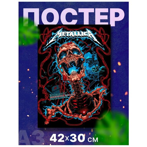 Постер плакат метал-группа Metallica, металика А3,42х30