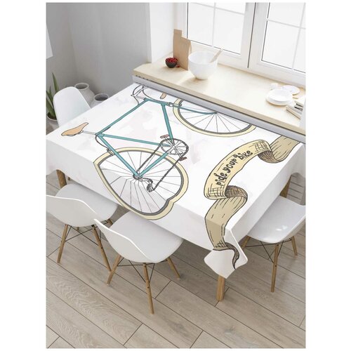 Скатерть прямоугольная JoyArty на кухонный стол "Винтажный велосипед" из оксфорда, 120x145 см