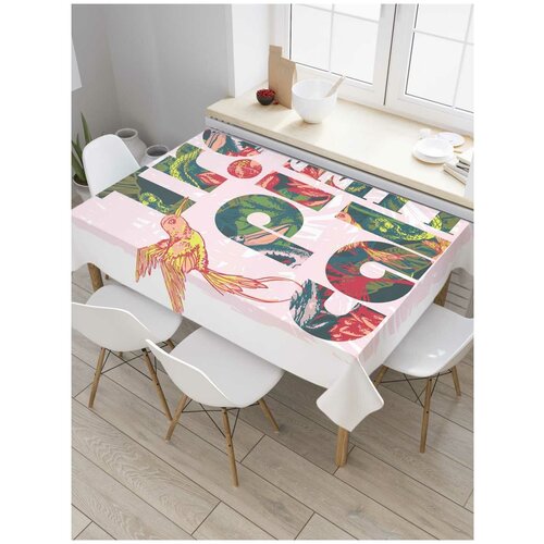 Скатерть прямоугольная JoyArty на кухонный стол "Тропическая жизнь" из оксфорда, 120x145 см