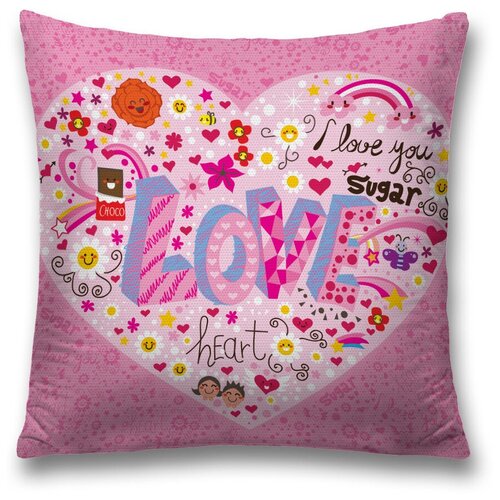 Наволочка декоративная на молнии, чехол на подушку JoyArty "Любовное многообразие" 45х45 см