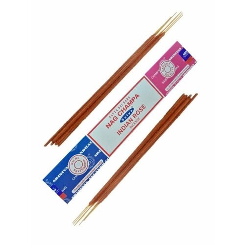 Satya COMBO NAG CHAMPA + INDIAN ROSE (Благовония комбо НАГ чампа + индийская роза, Сатья), 16 г.