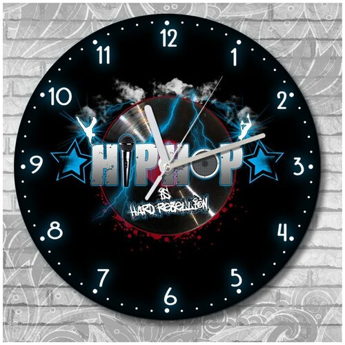 Настенные часы УФ музыка (music, rap, hip hop, sound, руки вверх, hands up, style, graffiti, life) - 2068