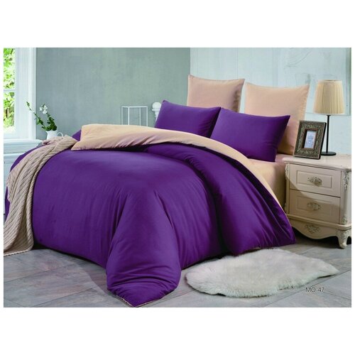 1.5 спальное постельное белье однотонное двустороннее фиолетовое