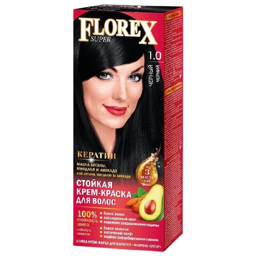 Florex Florex Super стойкая крем-краска, 1.0 черный, 100 мл