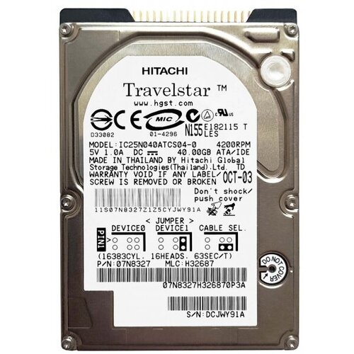 Жесткий диск Hitachi 319414-001 40Gb 4200 IDE 2,5" HDD