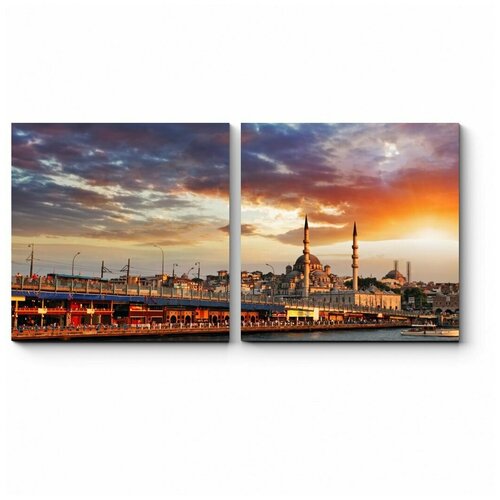 Модульная картина Захватывающий вид на закатный Стамбул 80x40