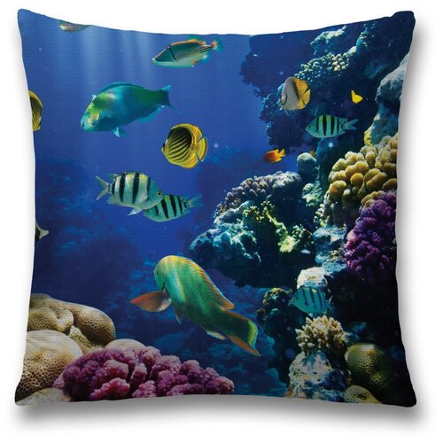 Наволочка декоративная на молнии, чехол на подушку JoyArty "Отдых на кораллах" 45х45 см