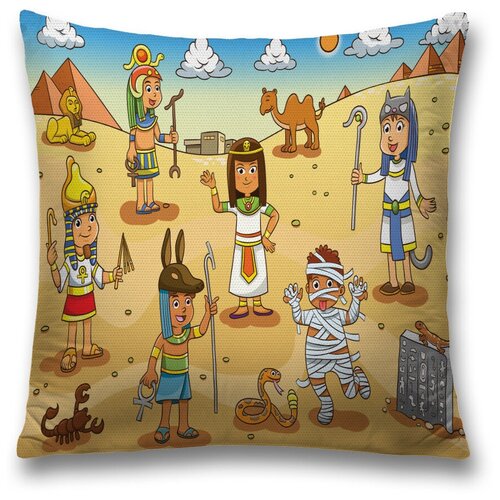 Наволочка декоративная на молнии, чехол на подушку JoyArty "Египетские правители" 45х45 см