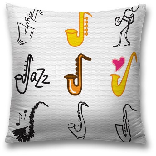 Наволочка декоративная на молнии, чехол на подушку JoyArty "Любовь к джазу" 45х45 см