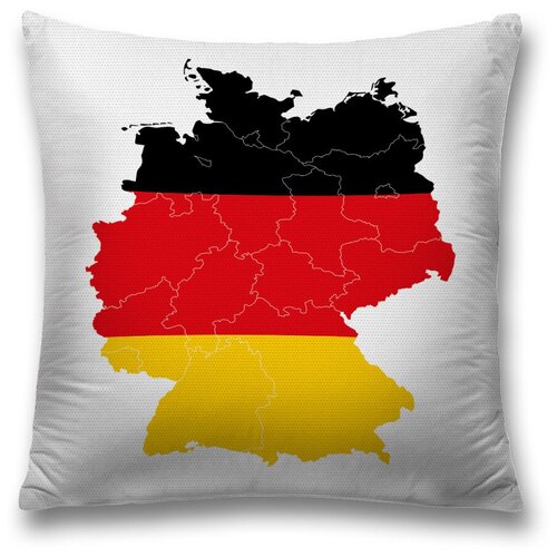 Наволочка декоративная JoyArty "Флаг на карте Германии" на молнии, 45x45 см