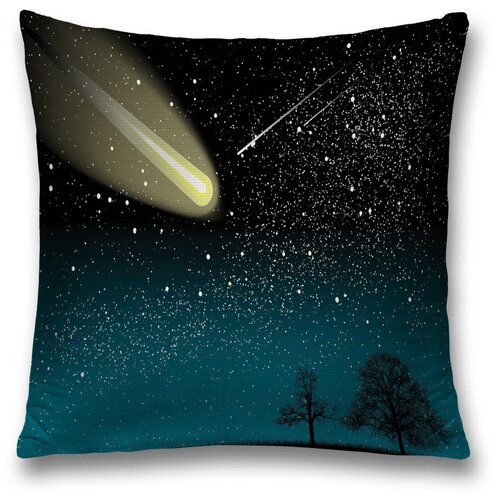 Наволочка декоративная на молнии, чехол на подушку JoyArty "Звездное небо и метеориты" 45х45 см