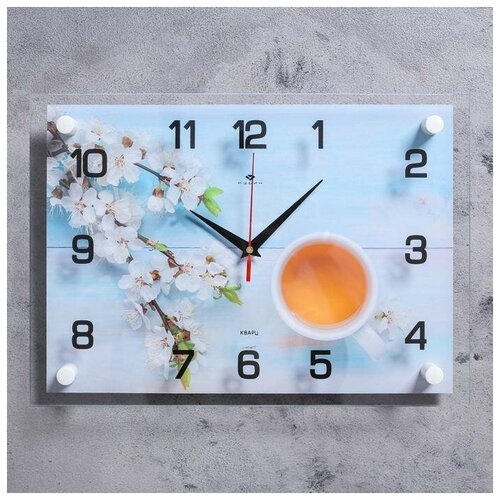 Рубин Часы настенные "Чай с цветами" 25х35 см, АА, плавный ход
