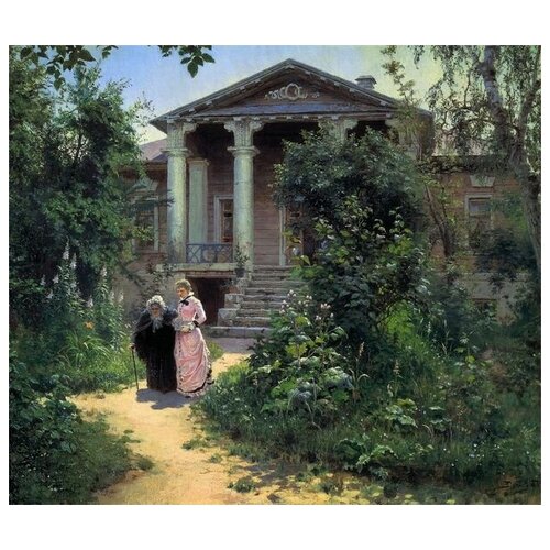 Репродукция на холсте Бабушкин сад (Grandmother's garden) Поленов Василий 46см. x 40см.