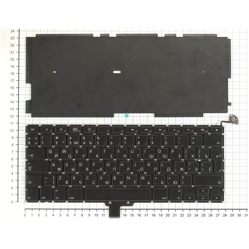 Клавиатура для ноутбука Apple MacBook A1278 A1278 черная под подсветку RU+