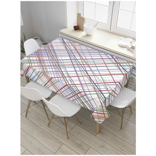 Скатерть прямоугольная JoyArty на кухонный стол "Хаотичные линии" из оксфорда, 180x145 см