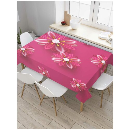 Скатерть прямоугольная JoyArty на кухонный стол "Розовые цветы" из оксфорда, 180x145 см