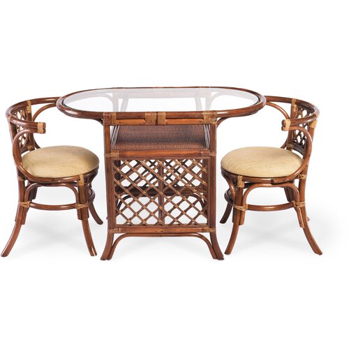 Комплект мебели "Миндаль", натуральный ротанг, 2 стула, овальный столик