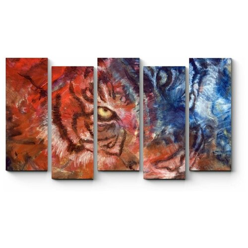 Модульная картина Тигр маслом на холсте 170x98