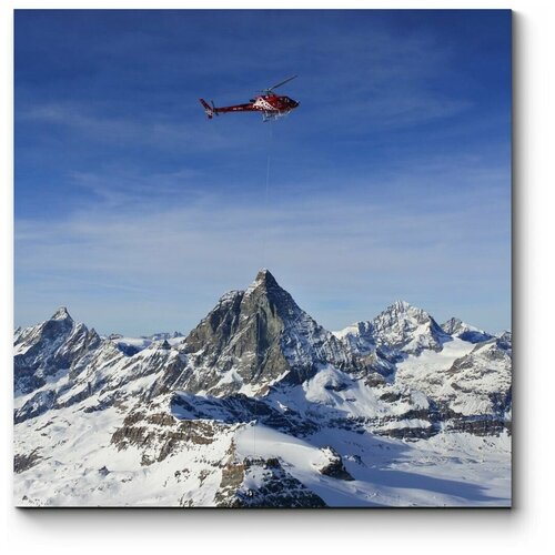 Модульная картина Вертолет над горами100x100