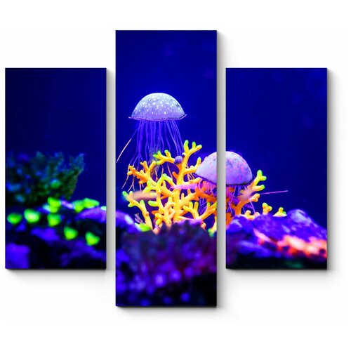 Модульная картина Яркий мир кораллов и медуз 80x72
