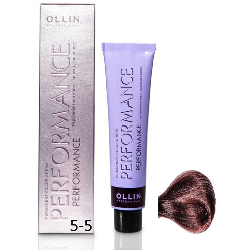 OLLIN Professional Performance перманентная крем-краска для волос, 5/5 светлый шатен махагоновый, 60 мл